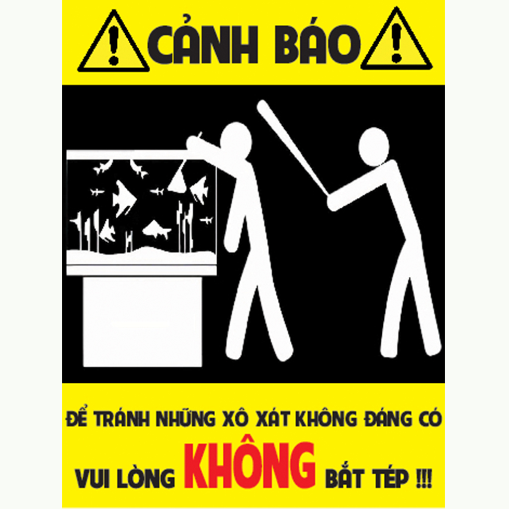 Sticker bể cá cảnh báo - Nhãn dán hồ cá tép cảnh -Logo bể cá dễ thương ...